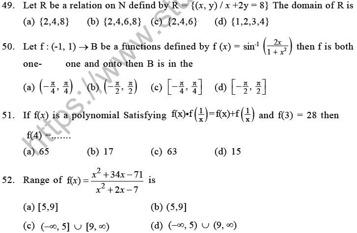 Jee Mathematics Relation And Functions Mcqs Set C Multiple Choice Questions